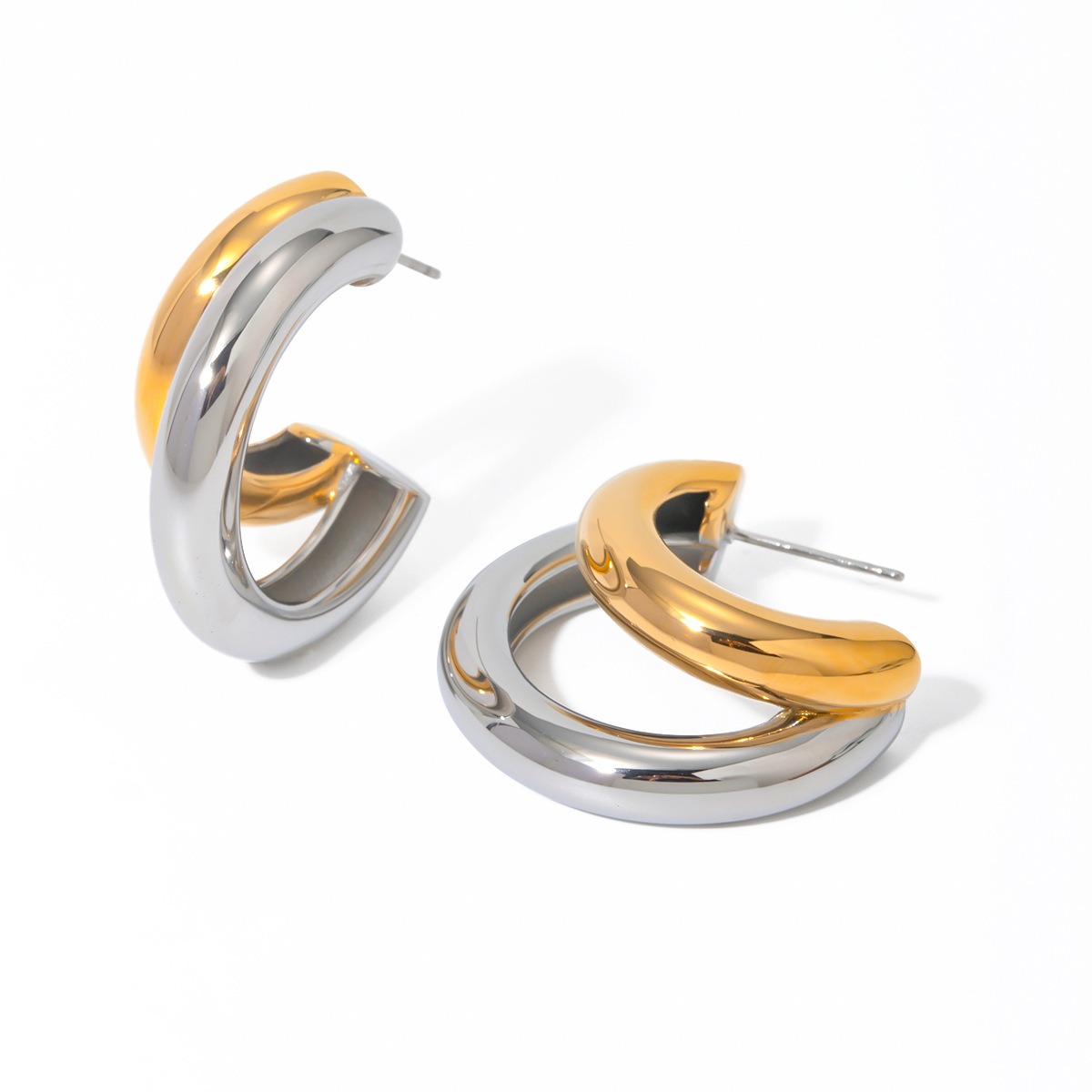 Two Tone Hoop Earrings Color Matching Design Jewelry – Theora & Co